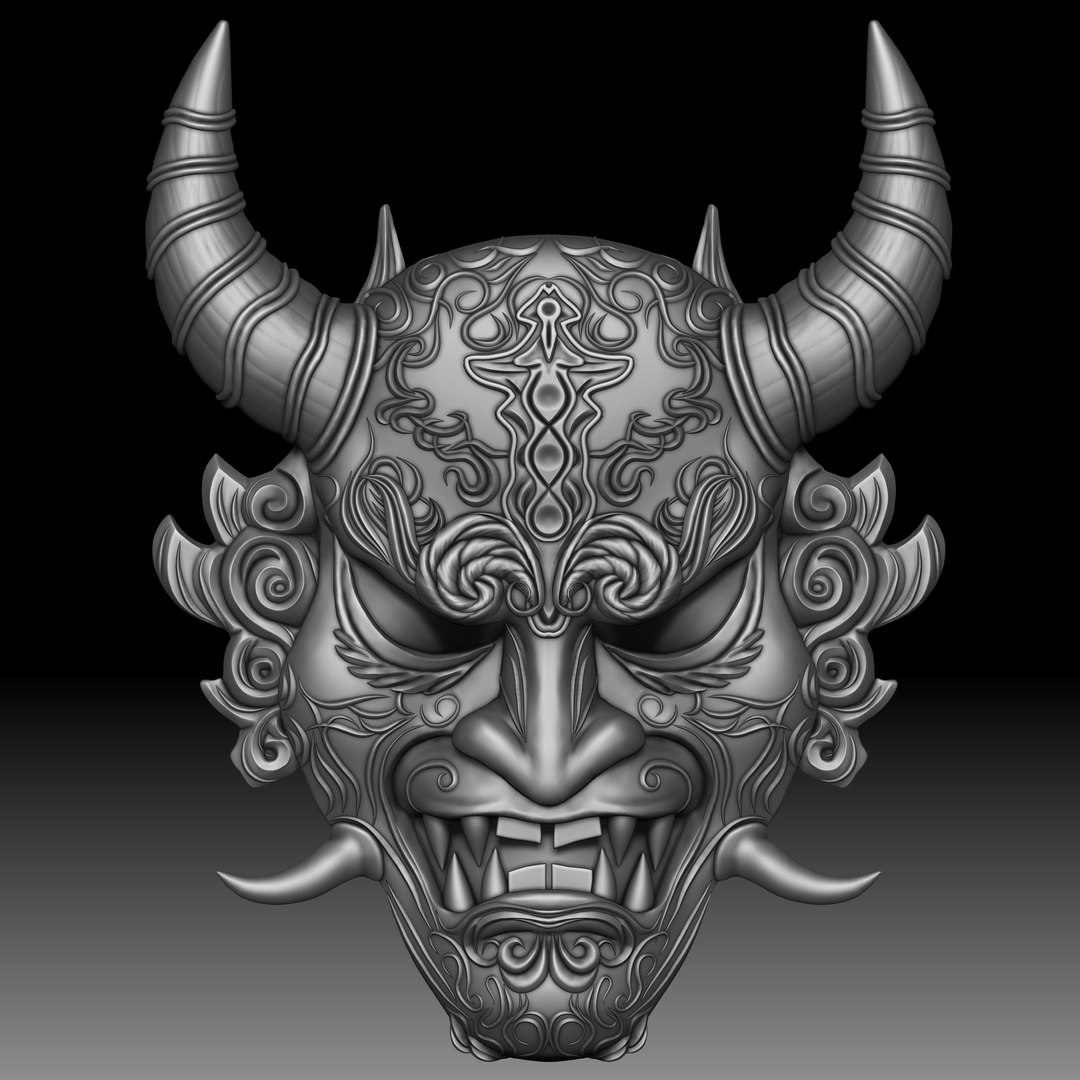 3D Oni Mask Japanese Demon - Bas-relief For CNC Router Or 3D Printer Model - TurboSquid 2236348
