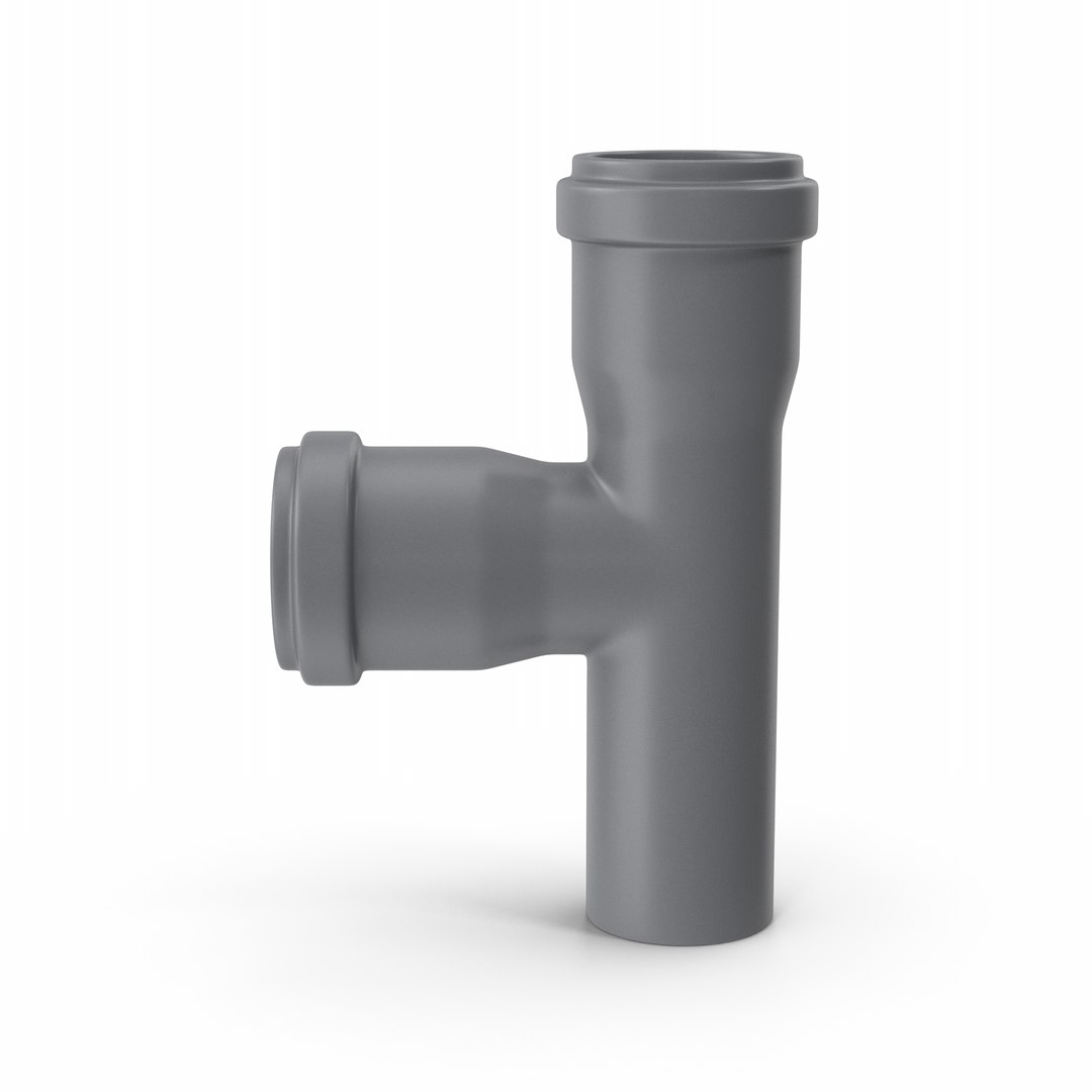Grey PVC Tee Pipe 3D - TurboSquid 1926164