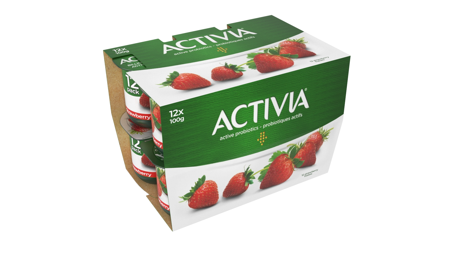 3D Activia Strawberry Yogurt 12 Paper Pack Model - TurboSquid 2307861