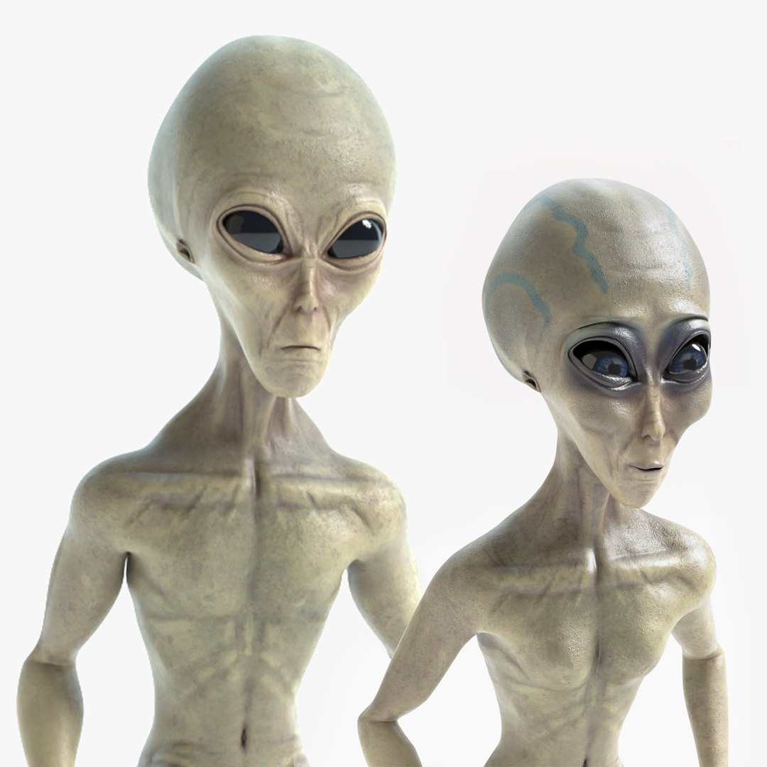 female grey alien render
