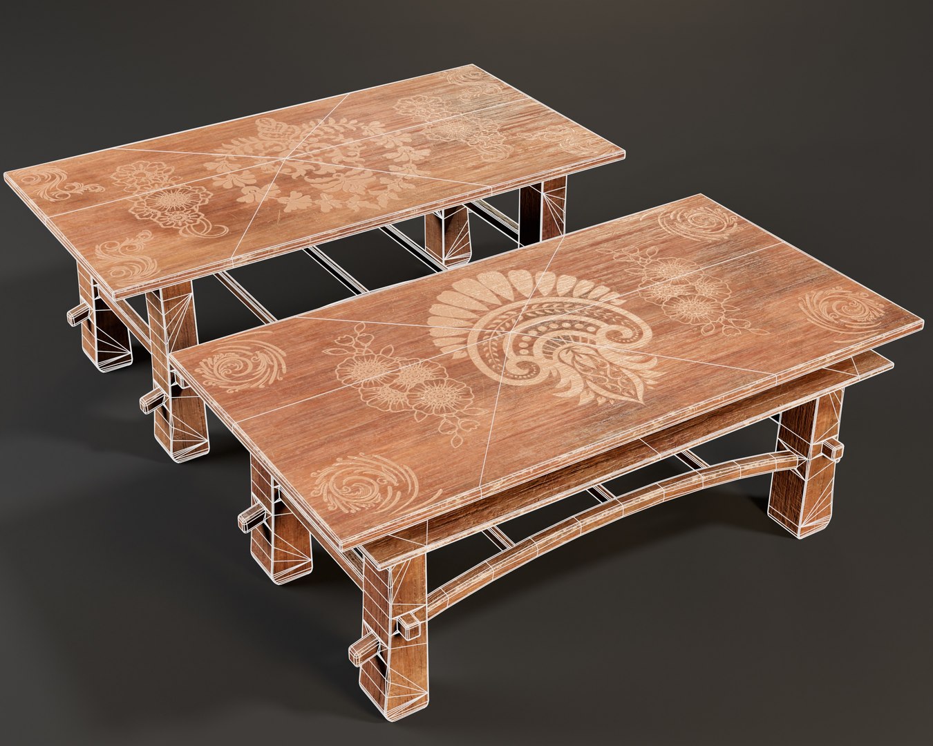 3D Japanese Curved Tables Model - TurboSquid 2357186