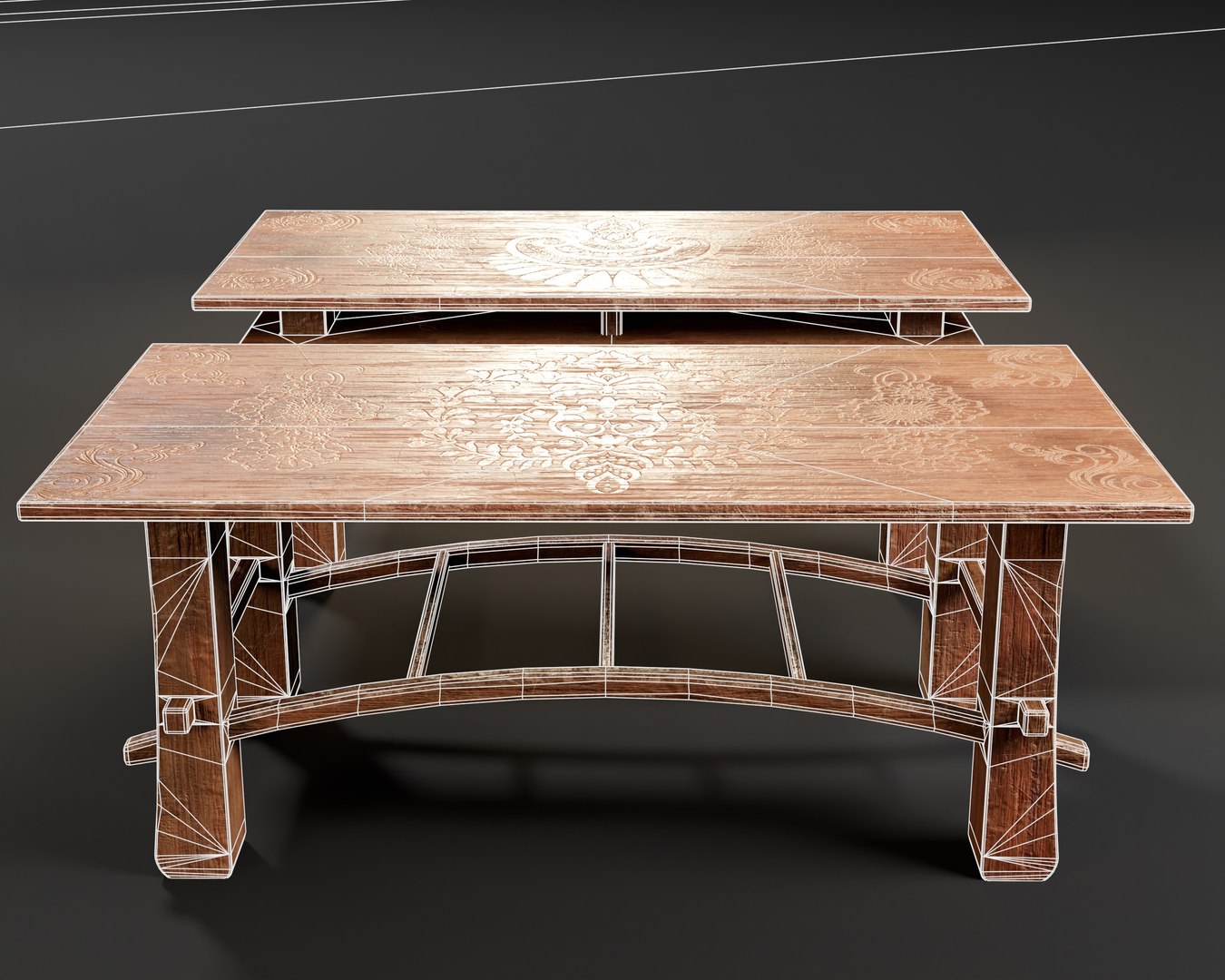3D Japanese Curved Tables Model - TurboSquid 2357186