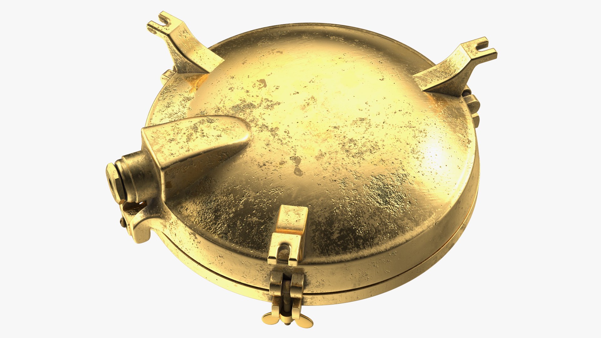 3D Bulkhead Brass Light With Clear Glass On State - TurboSquid 1980767