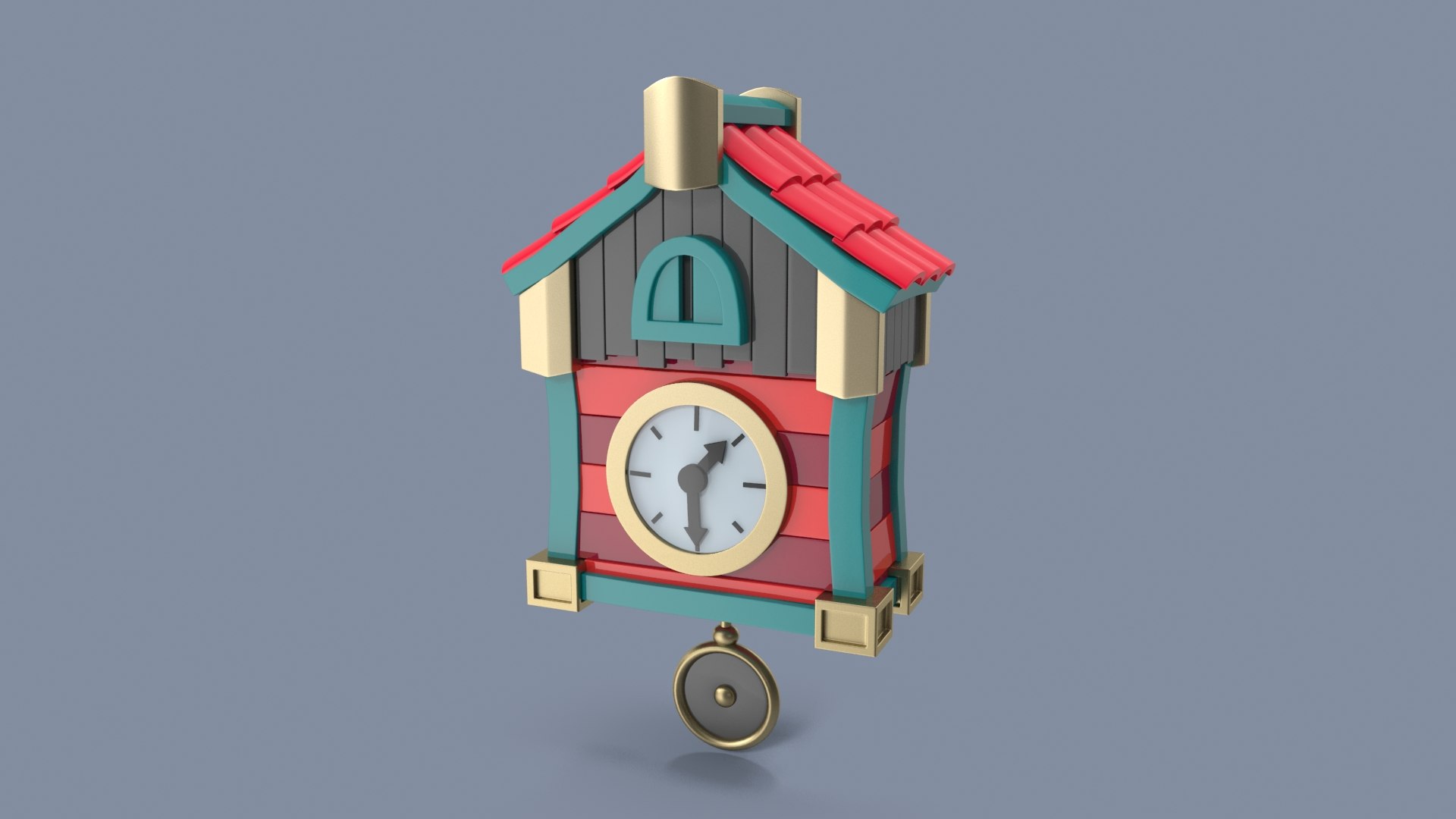 3D Cartoon Clock Red Cartoon Style - TurboSquid 2089177