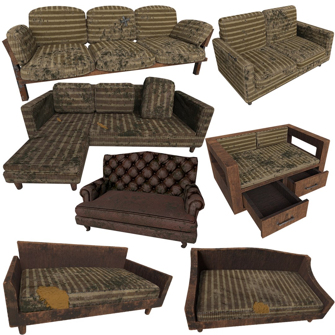 Set Of Old Sofas 3D Model - TurboSquid 2049206