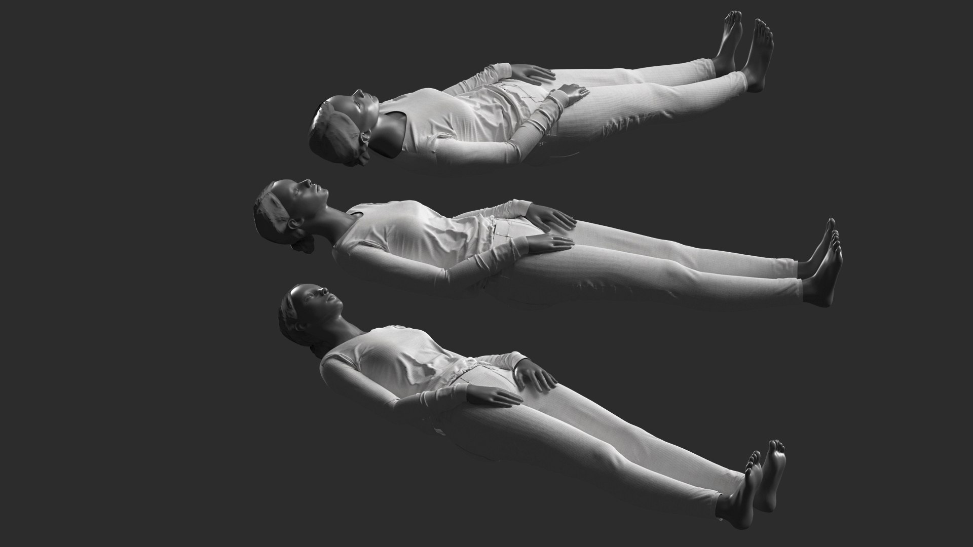 Woman Mannequin Lying 5 Tomography Poses 3D Model - TurboSquid 1857027