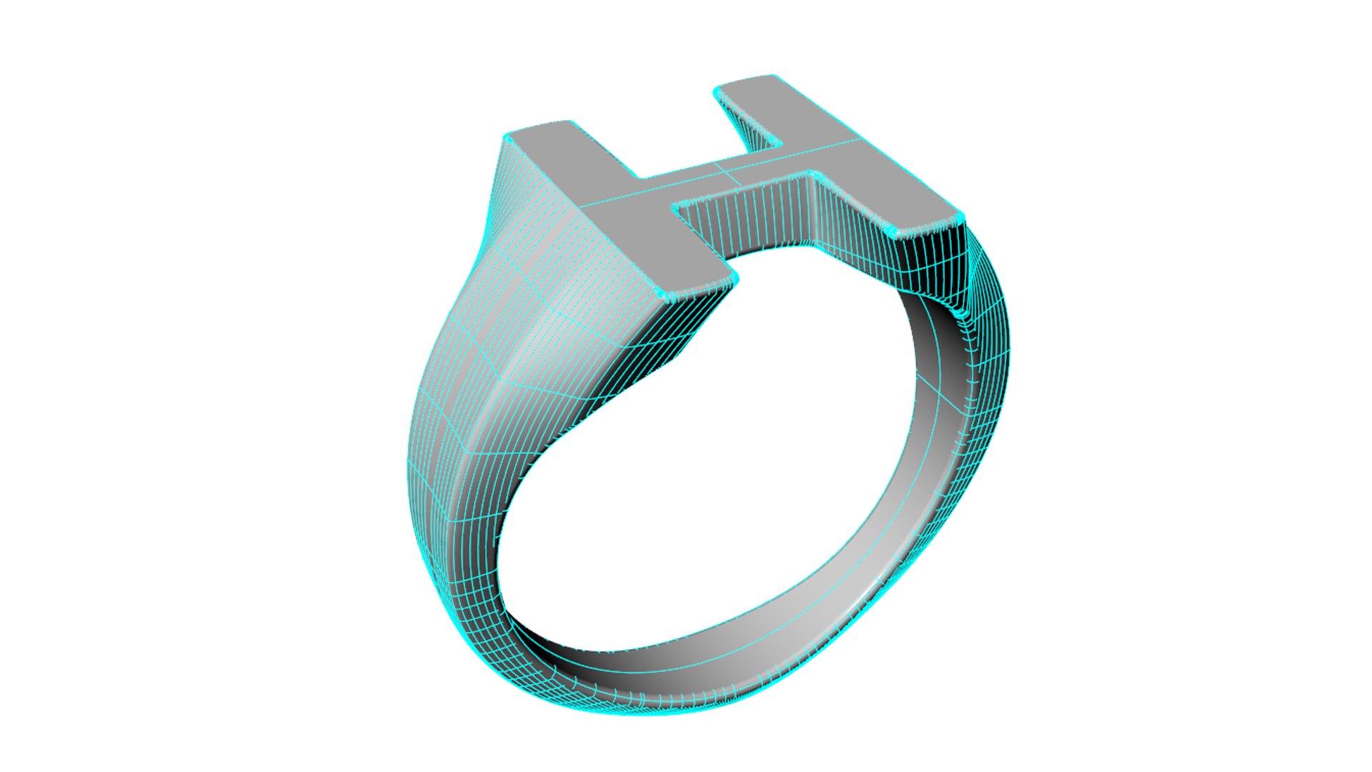 3D Model Alphabet Signet Ring H - TurboSquid 2082754
