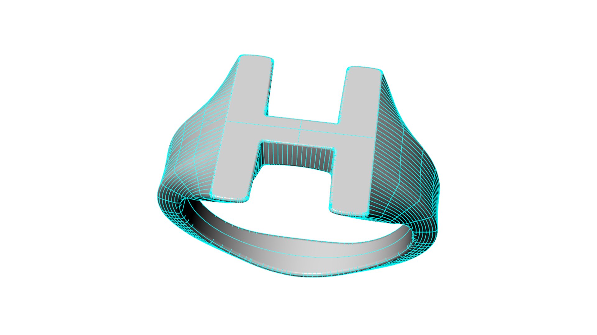 3D Model Alphabet Signet Ring H - TurboSquid 2082754