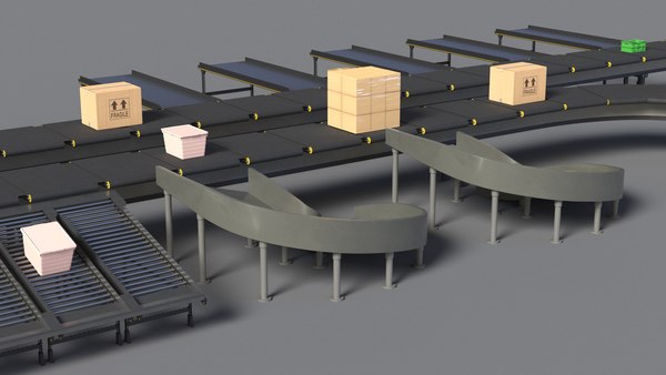 modelo 3d Clasificador de cintas cruzadas con cajas - TurboSquid 2324022