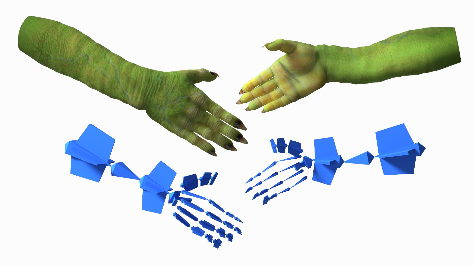 Handshake Green Goblin Hands Rigged 3D Model - TurboSquid 2111836