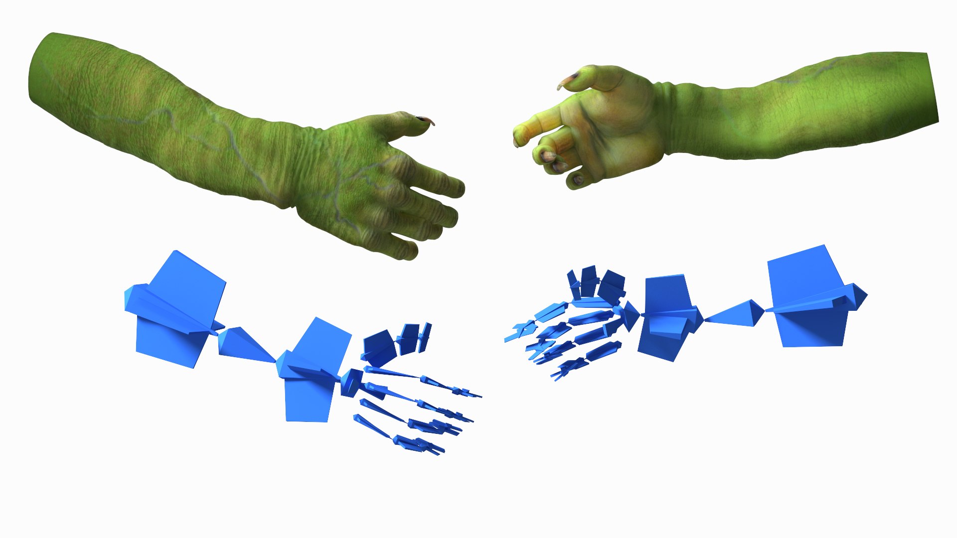 Handshake Green Goblin Hands Rigged 3D Model - TurboSquid 2111836