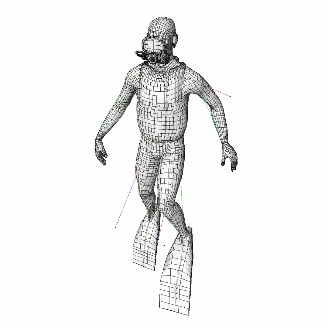 3D diver swimming underwater rigged - TurboSquid 1257977
