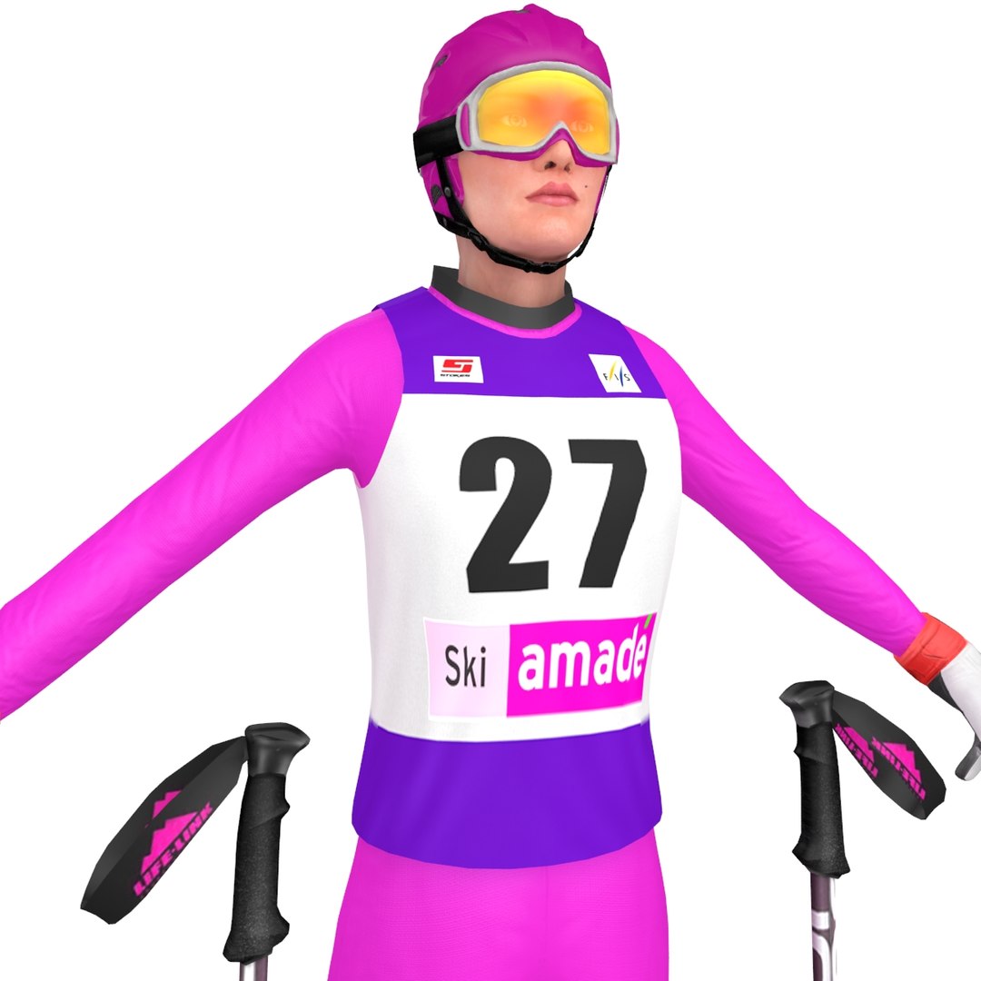 3D female skier ski model - TurboSquid 1319497
