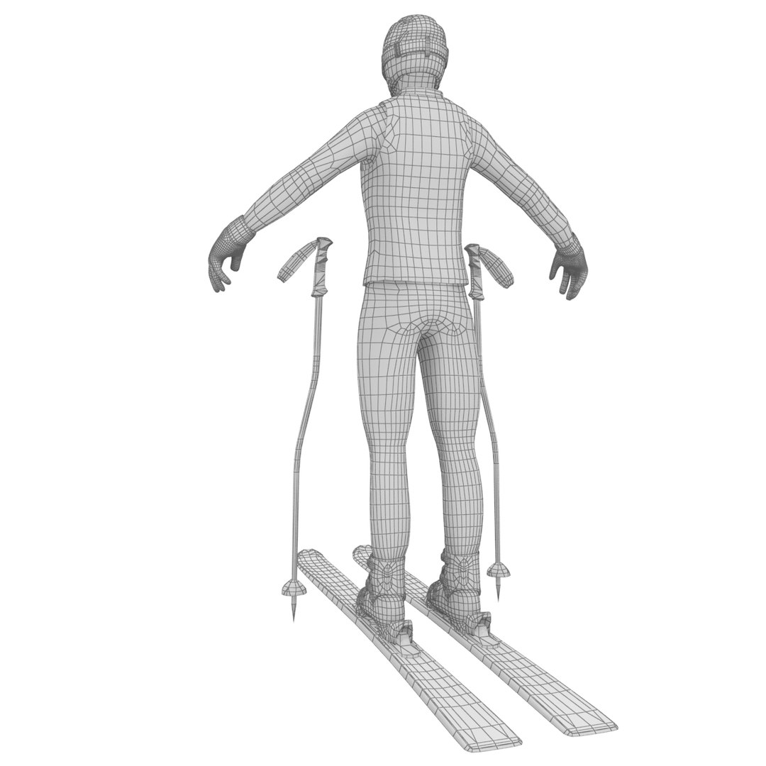 3D female skier ski model - TurboSquid 1319497