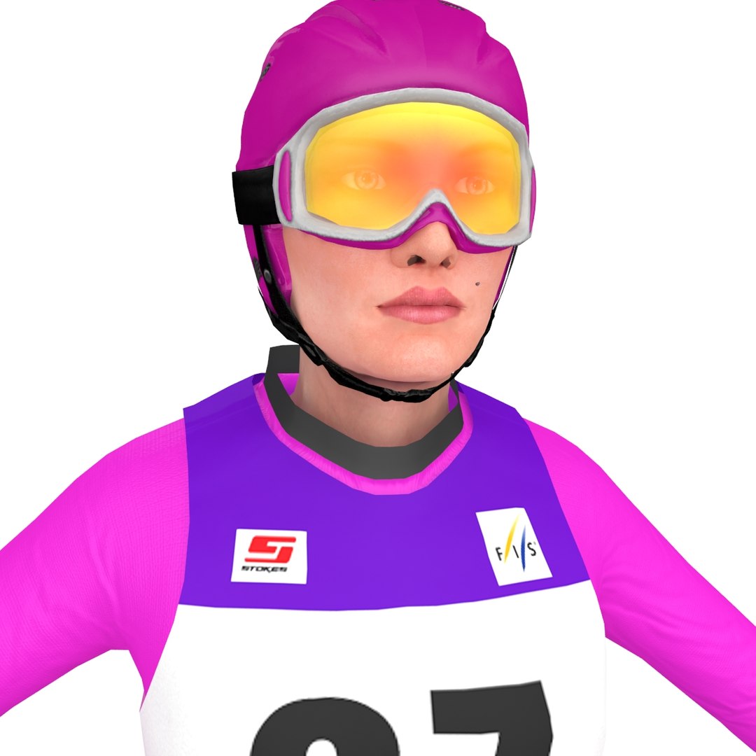 3D female skier ski model - TurboSquid 1319497