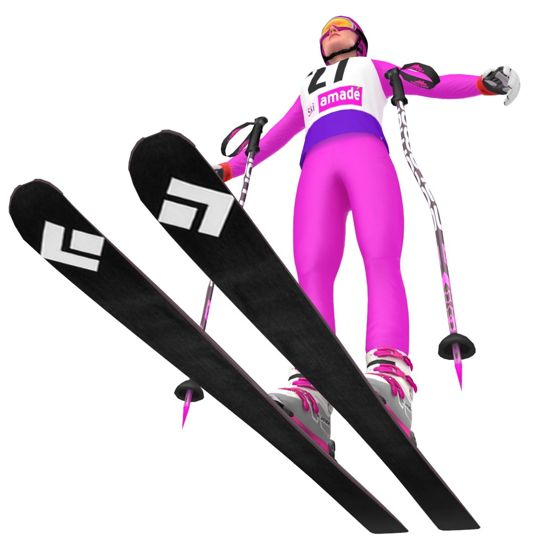 3D female skier ski model - TurboSquid 1319497