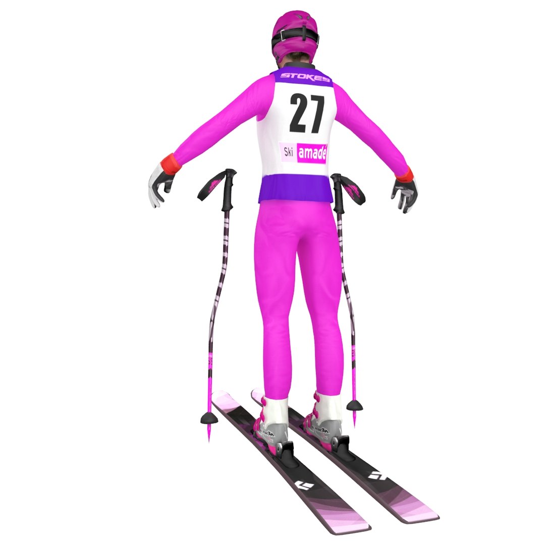 3D female skier ski model - TurboSquid 1319497