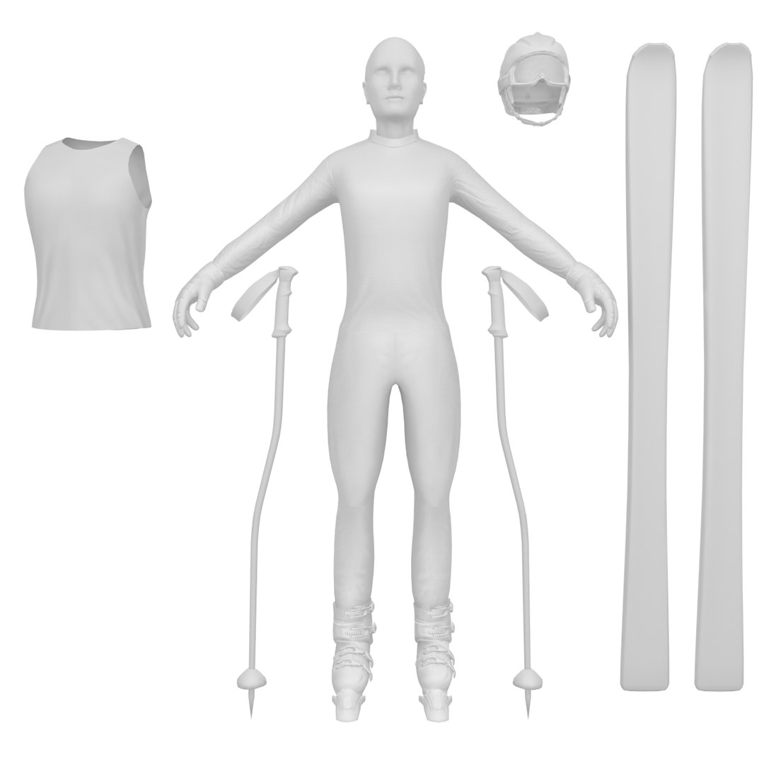 3D female skier ski model - TurboSquid 1319497