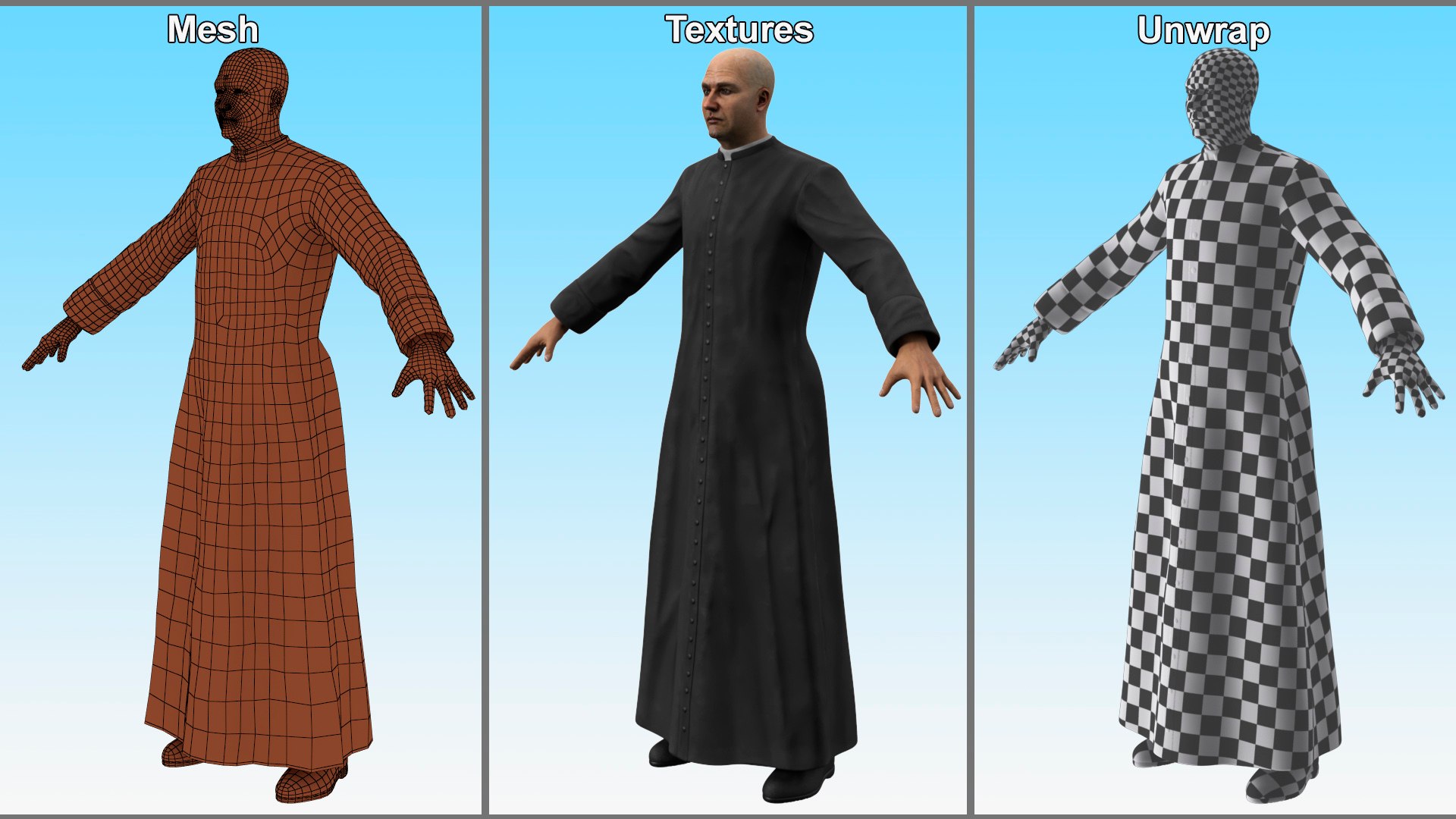 3D Catholic Priest Rigged Model - TurboSquid 2321615