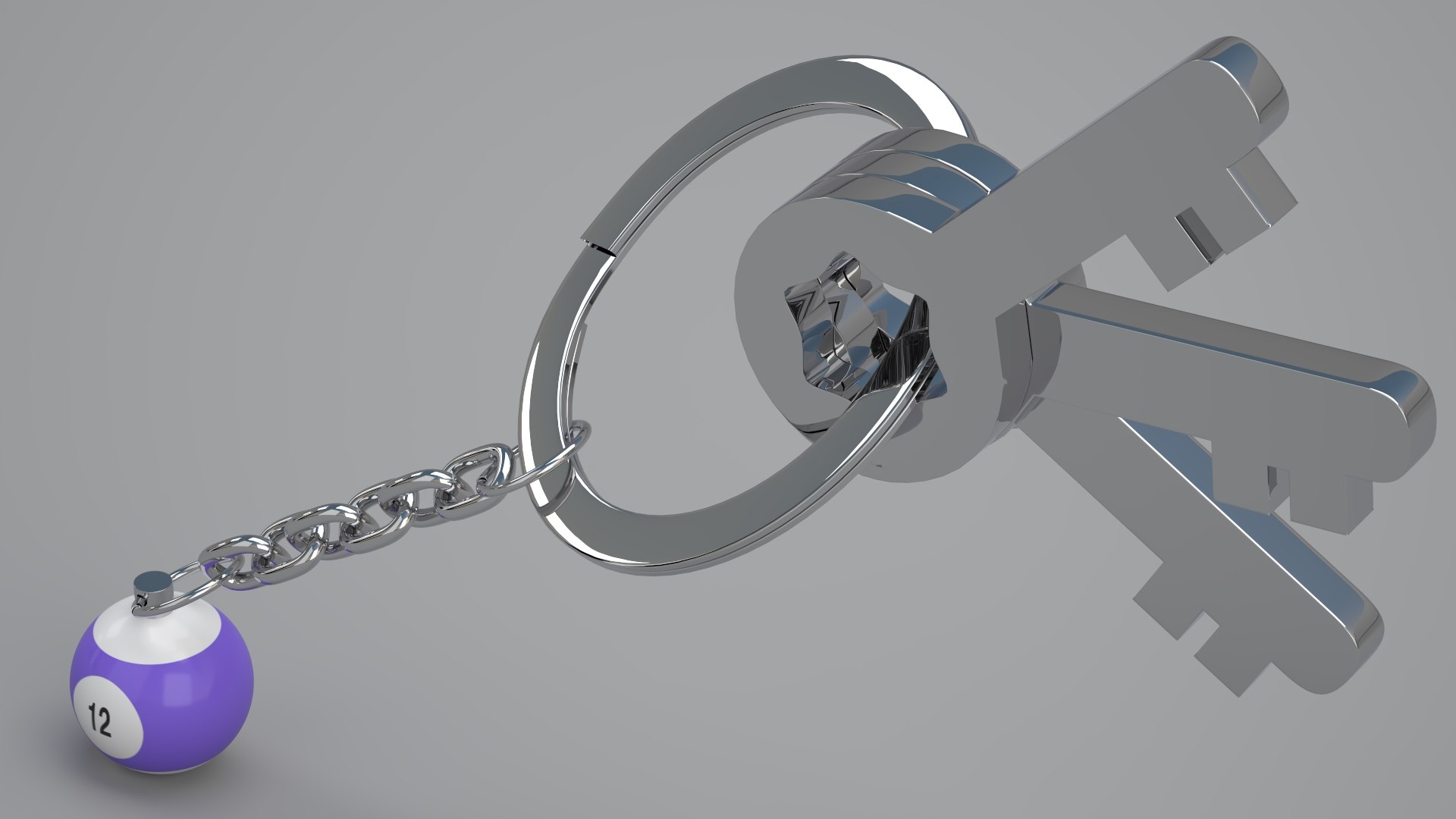 12 Snooker Ball With Keychain 3D Model - TurboSquid 2411370