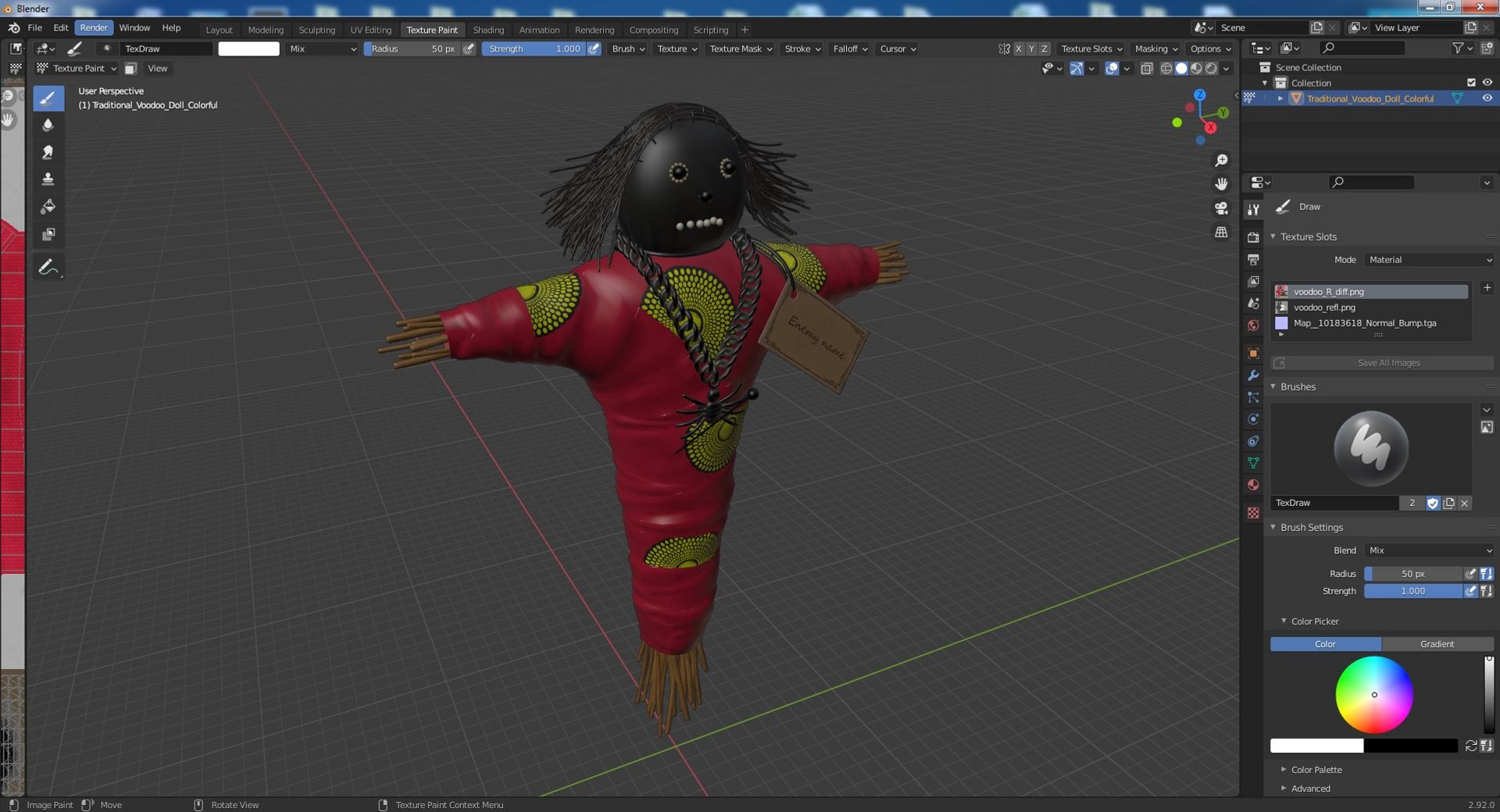 Traditional Voodoo Doll Colorful 3D model - TurboSquid 1900311