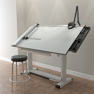 vision station glass drafting table 3ds