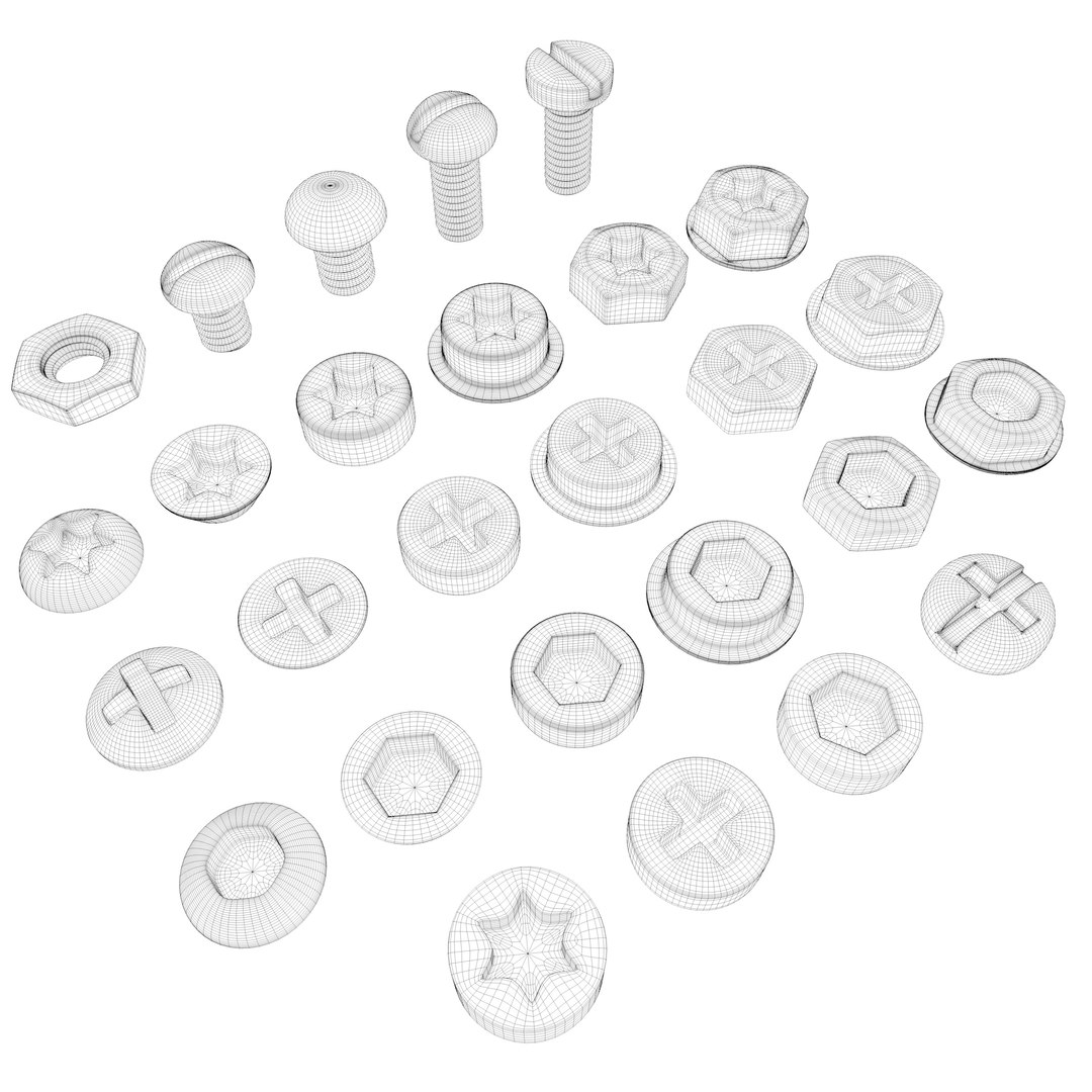 Screw Head Collection V5 3D Model - TurboSquid 1736884