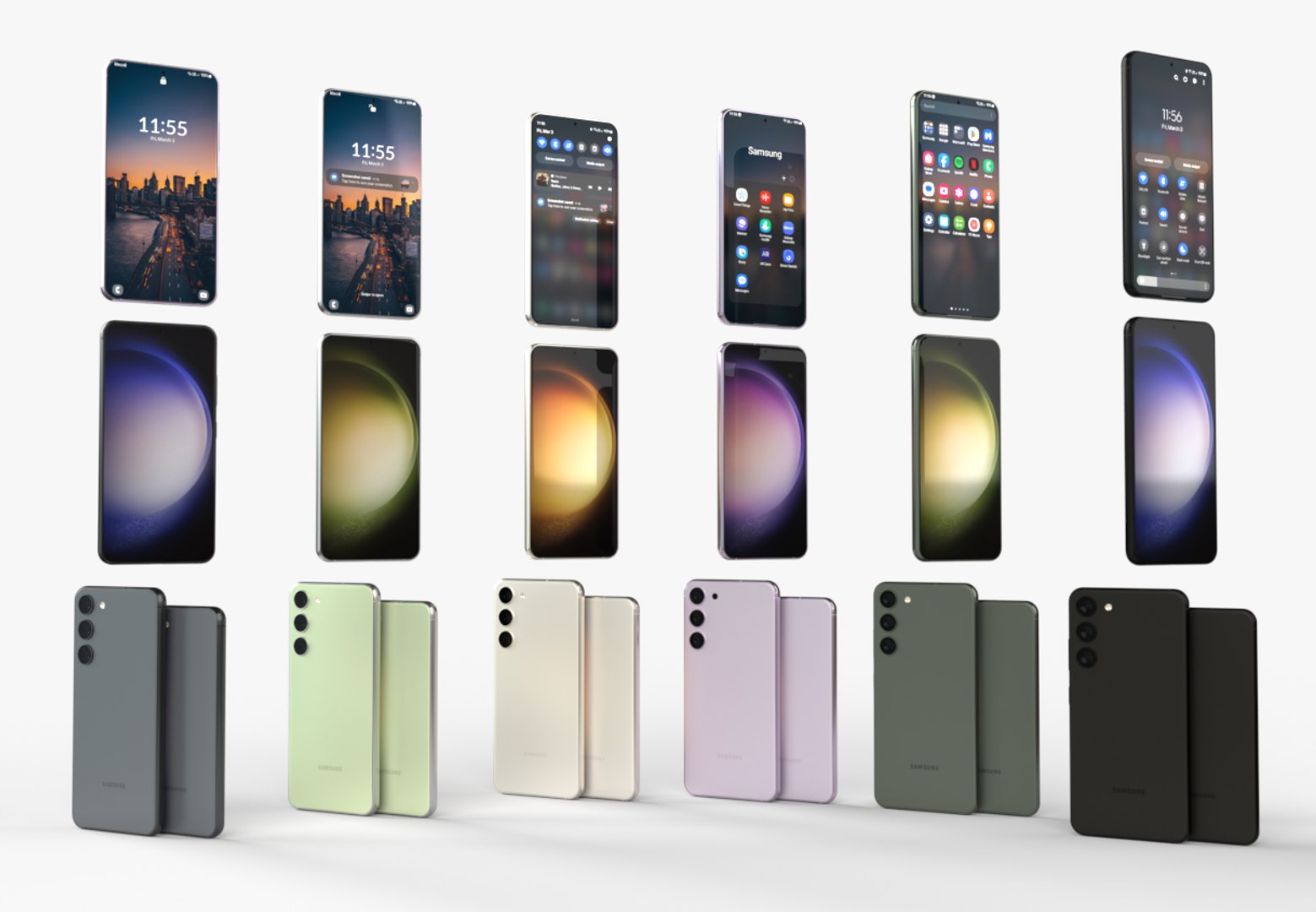 3D Samsung Galaxy S23 And S23 Plus All Colors - TurboSquid 2046541