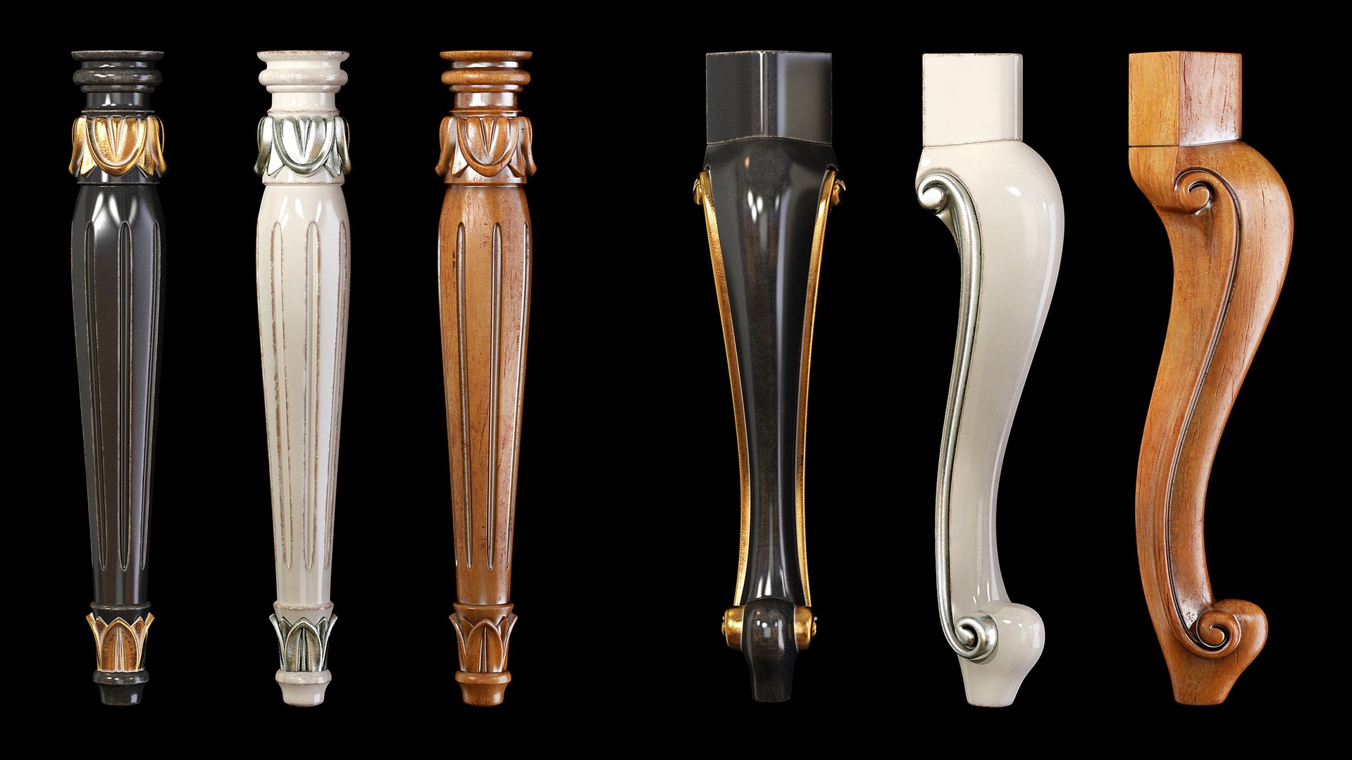 Collection Of 30 Classic Furniture Legs Part 1 Model - TurboSquid 1755268