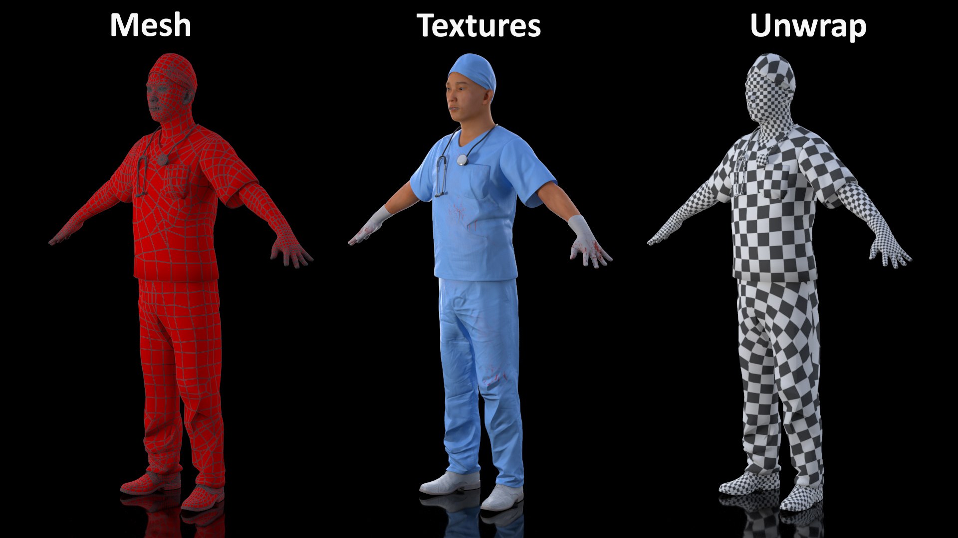 3D Young Asian Male Doctor Blood Stained Rigged For Maya - TurboSquid ...