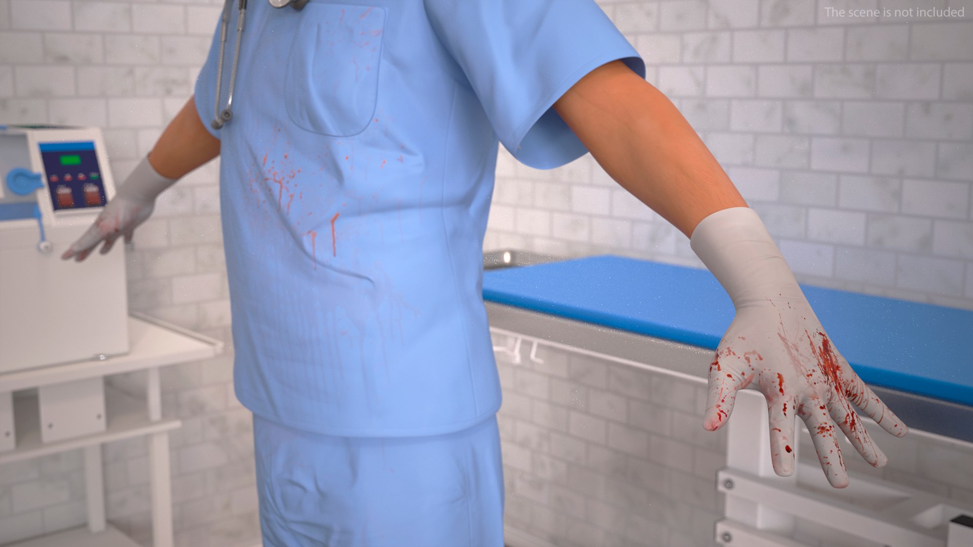 3D Young Asian Male Doctor Blood Stained Rigged For Maya - TurboSquid ...