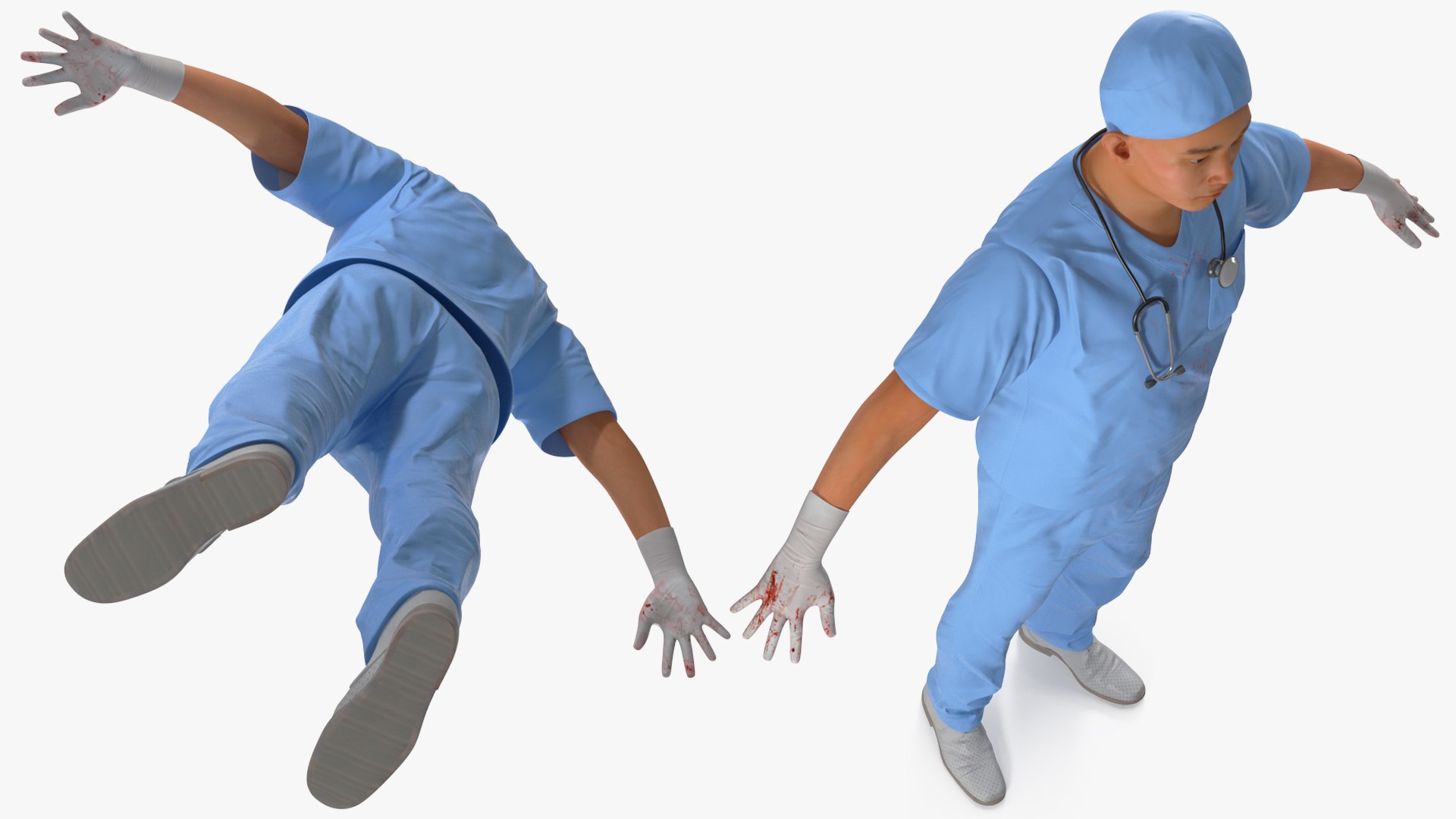 3D Young Asian Male Doctor Blood Stained Rigged For Maya - TurboSquid ...