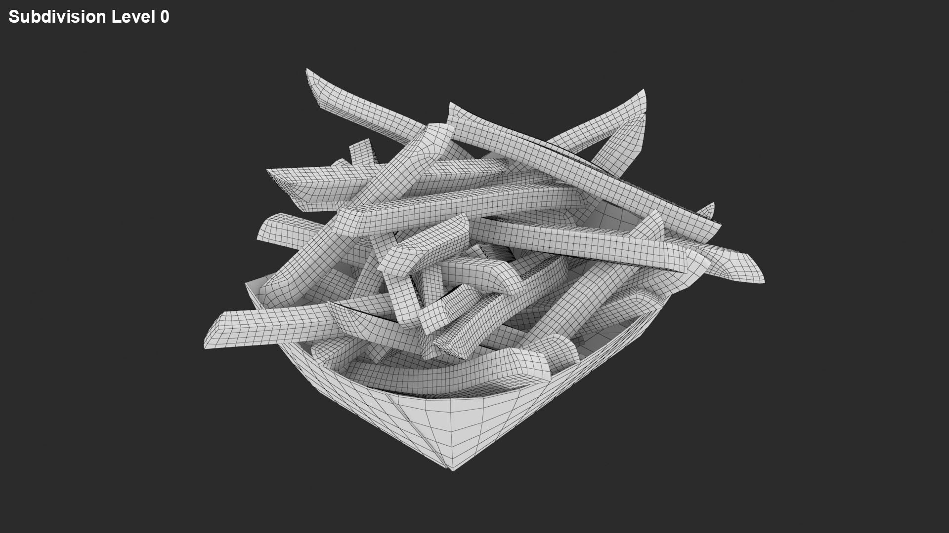 3D French Fries In Paper Tray - TurboSquid 2146235