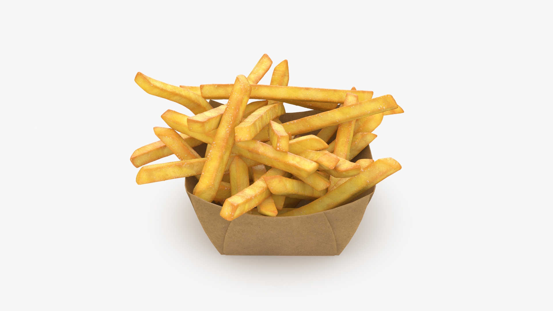 3D French Fries In Paper Tray - TurboSquid 2146235