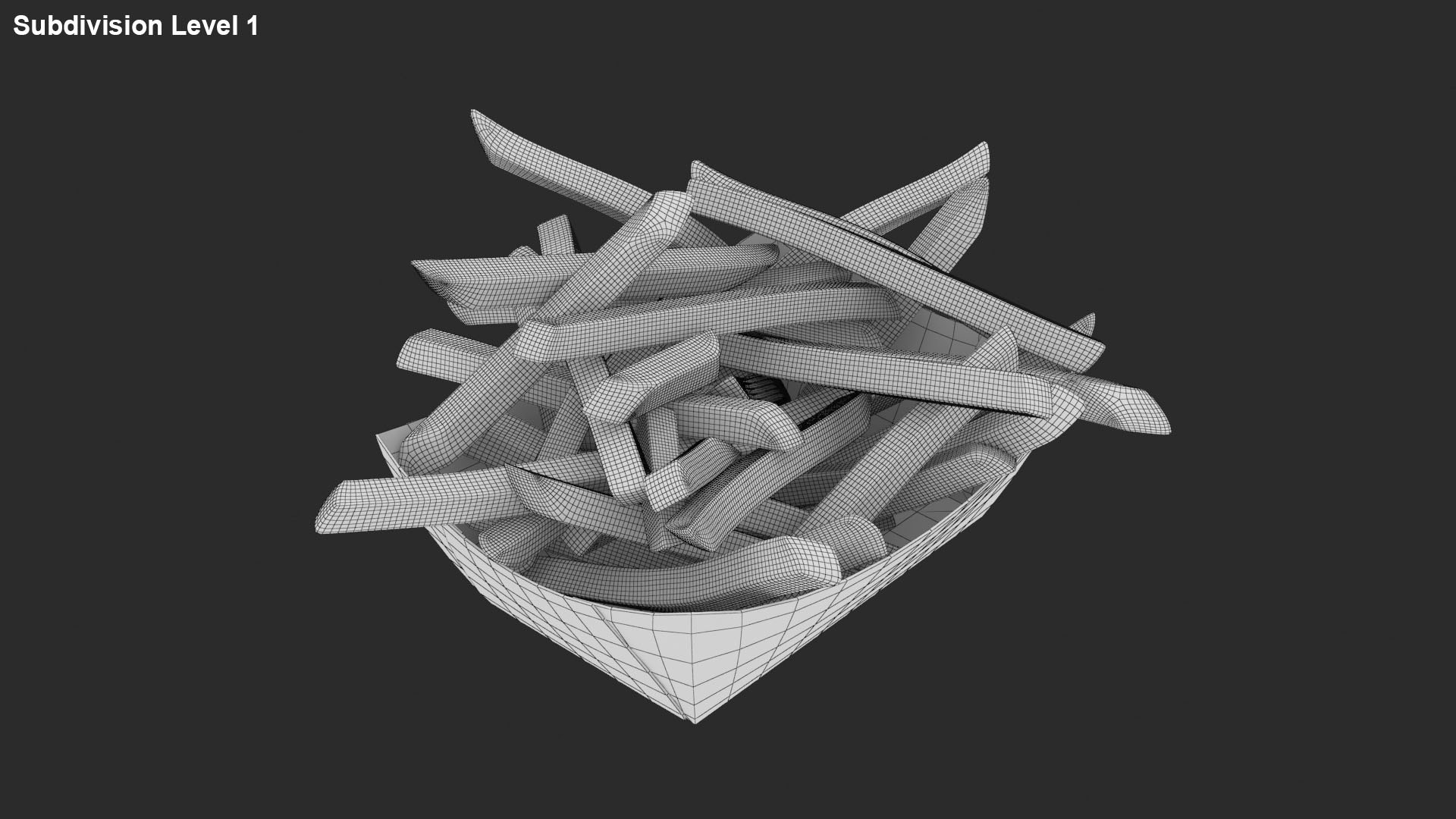 3D French Fries In Paper Tray - TurboSquid 2146235