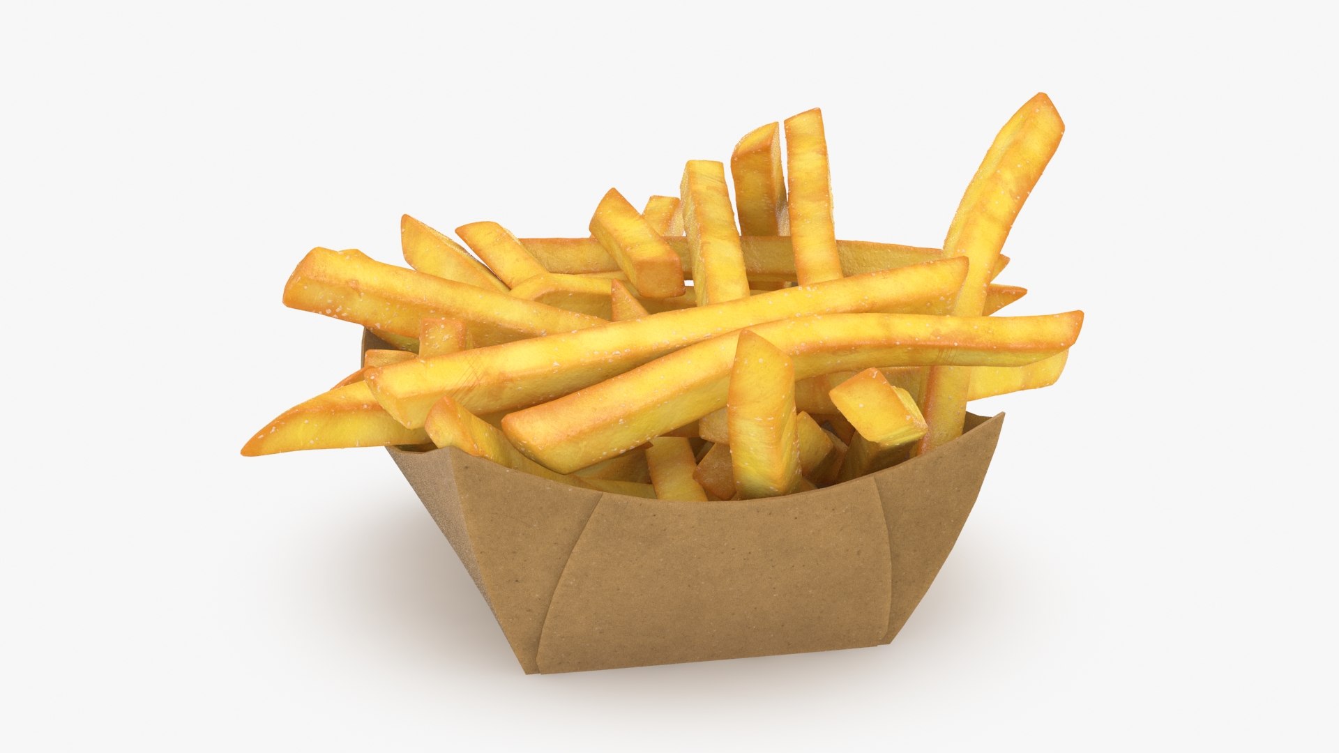 3D French Fries In Paper Tray - TurboSquid 2146235