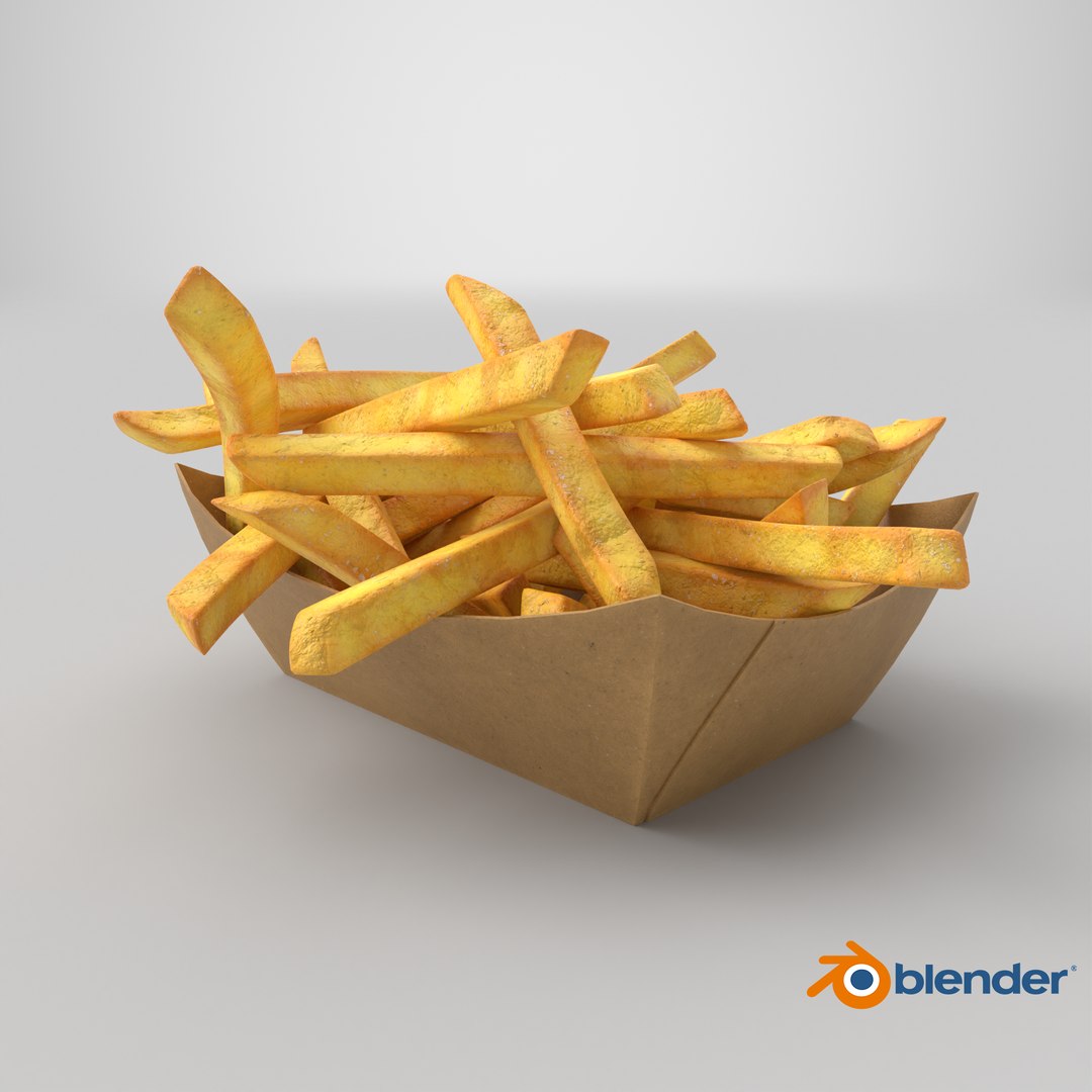 3D French Fries In Paper Tray - TurboSquid 2146235