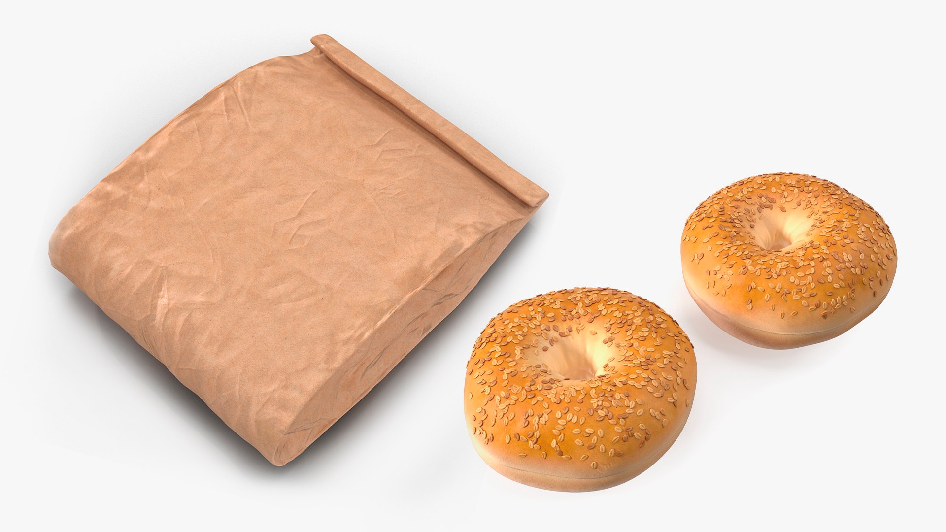 3D Model Bagels With Paper Bag Collection - TurboSquid 2049565