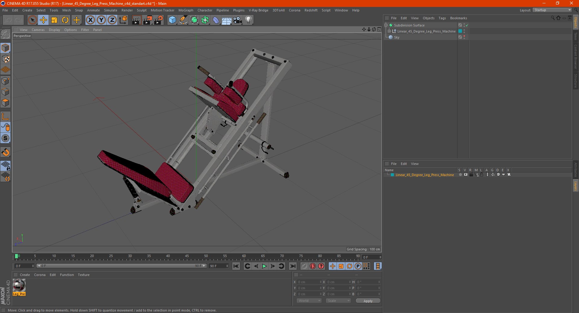 Linear 45 Degree Leg Press Machine 3D model - TurboSquid 1827472