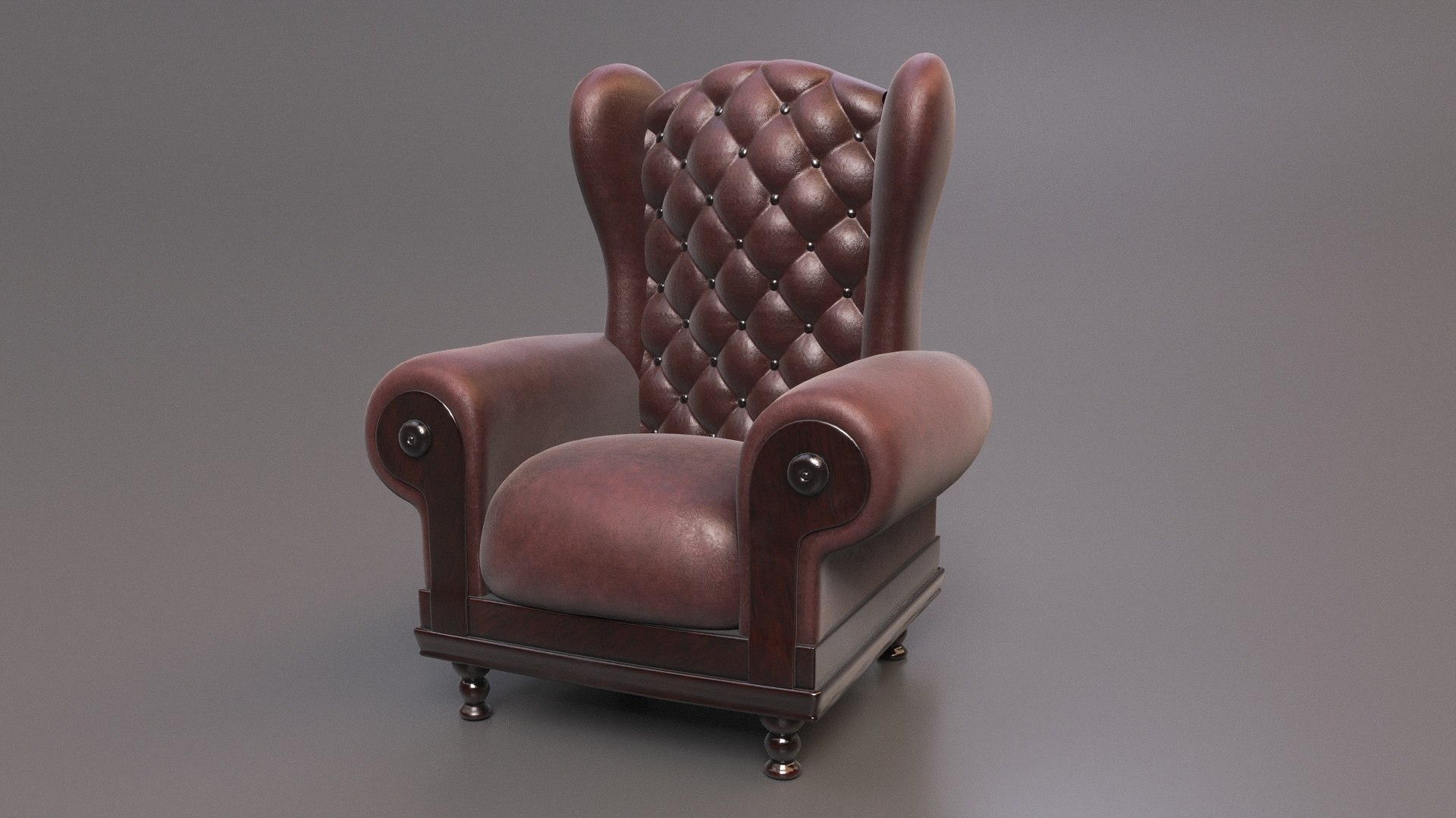3D Model Leather Fancy Vintage Arm Chair Couch - TurboSquid 2069112