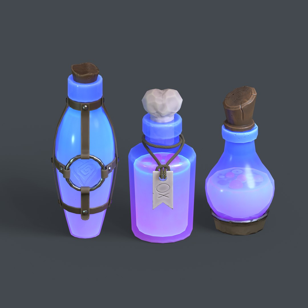 Magic Potions PBR Low Poly Game Ready Stylized 3d Model 3D - TurboSquid 1995716
