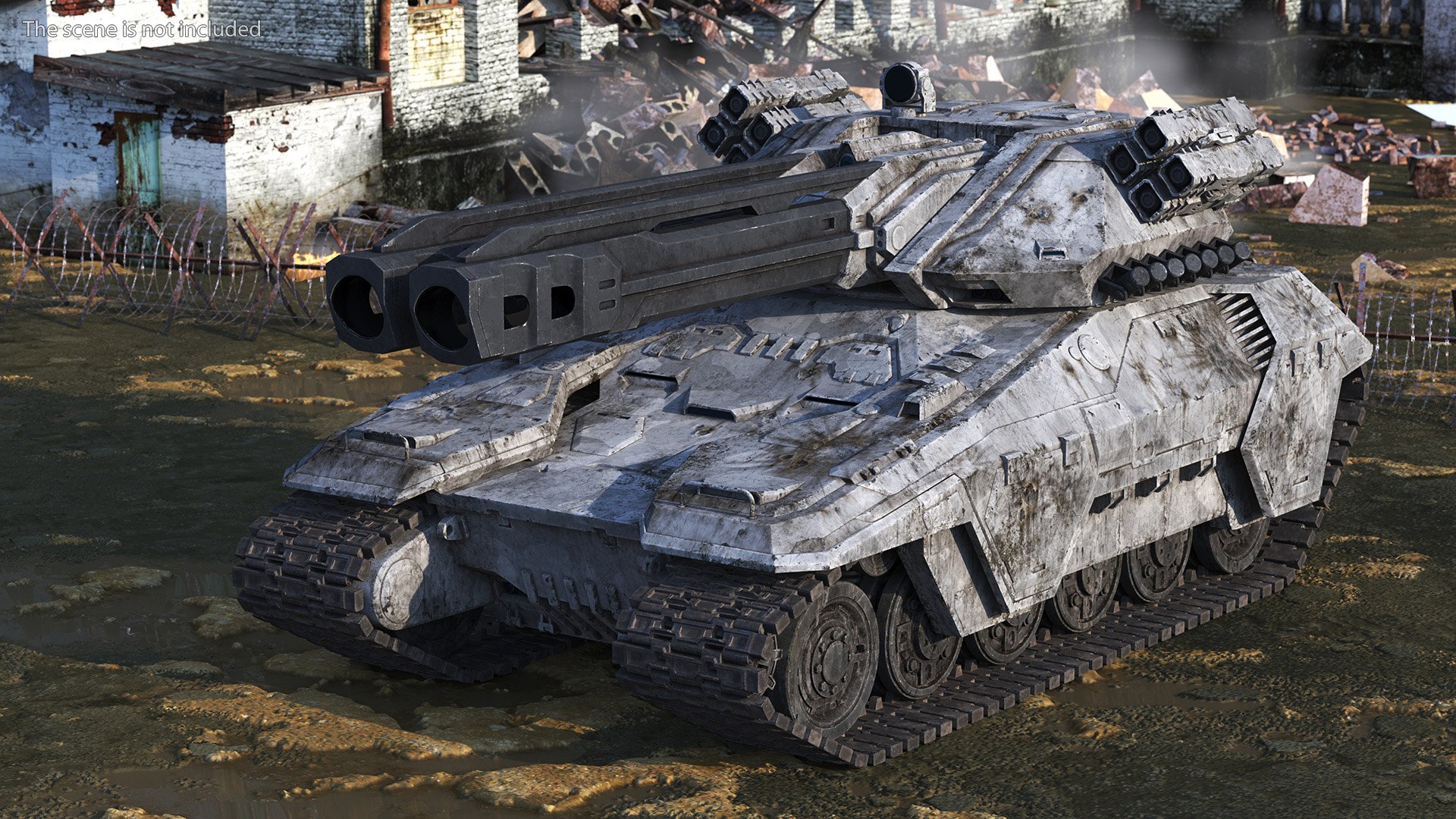 3D Futuristic Battle Tank With Damage - TurboSquid 2346090