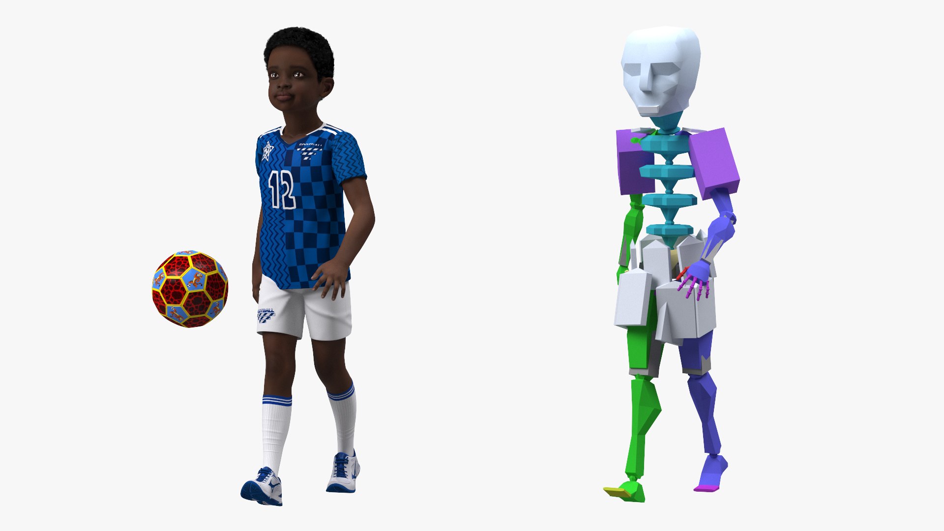 Black Child Boy With Ball Rigged 3D - TurboSquid 1952771