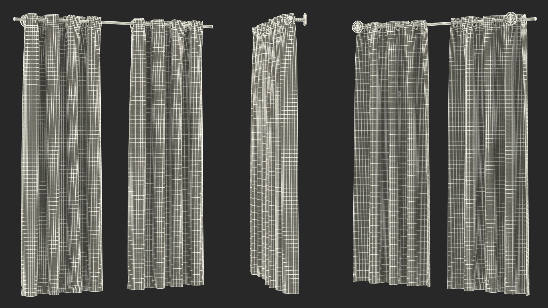 3D Classic Drapery On Metal Curtain Rod Model - TurboSquid 2315017