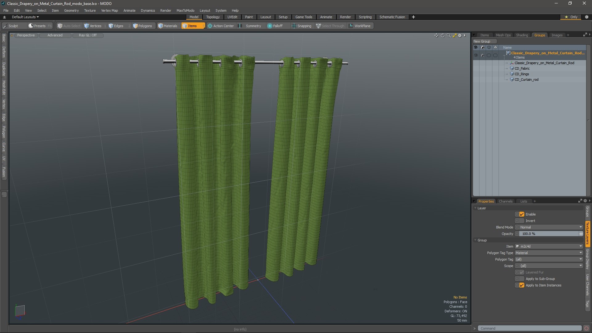 3D Classic Drapery On Metal Curtain Rod Model - TurboSquid 2315017