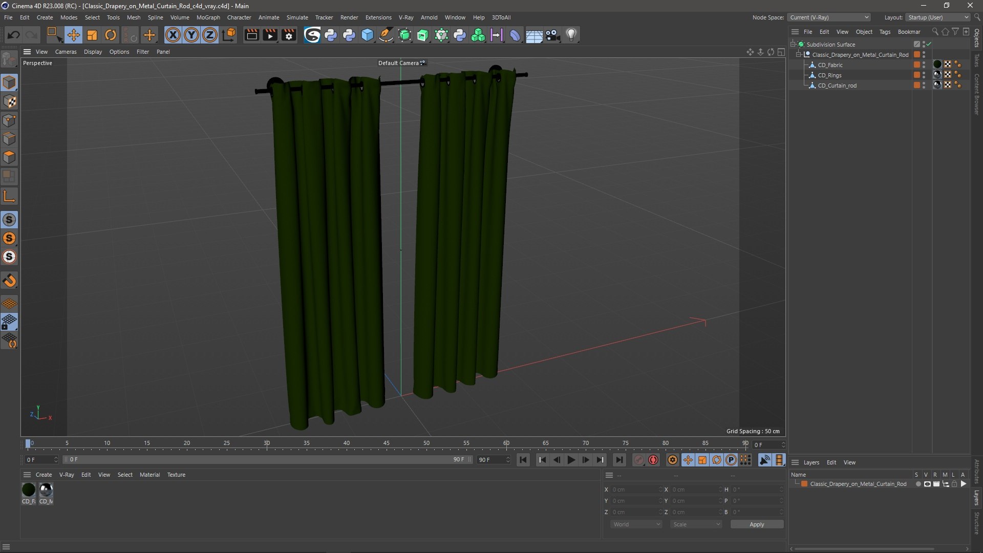 3D Classic Drapery On Metal Curtain Rod Model - TurboSquid 2315017