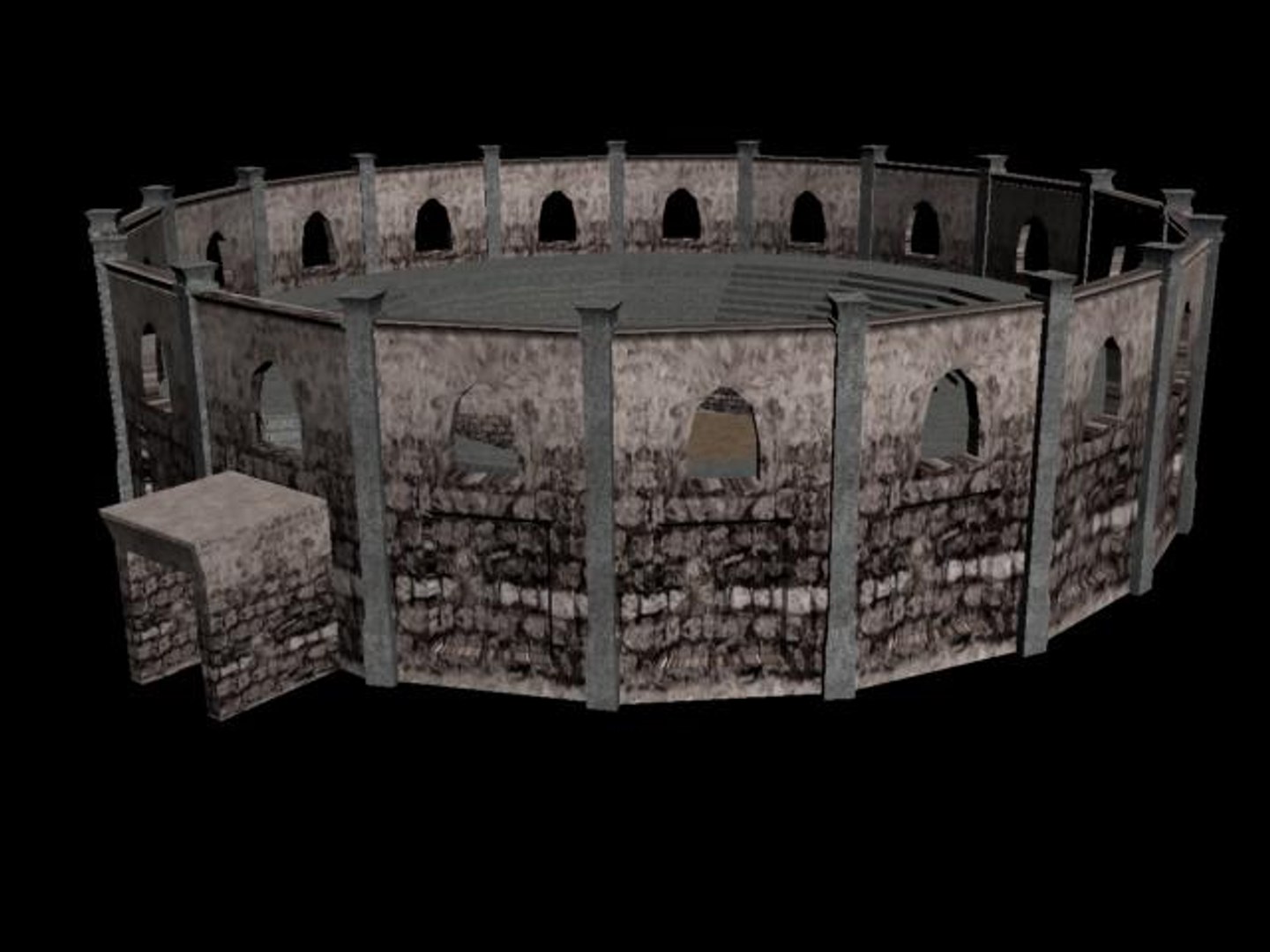Medieval Town Arena Church 3d Model