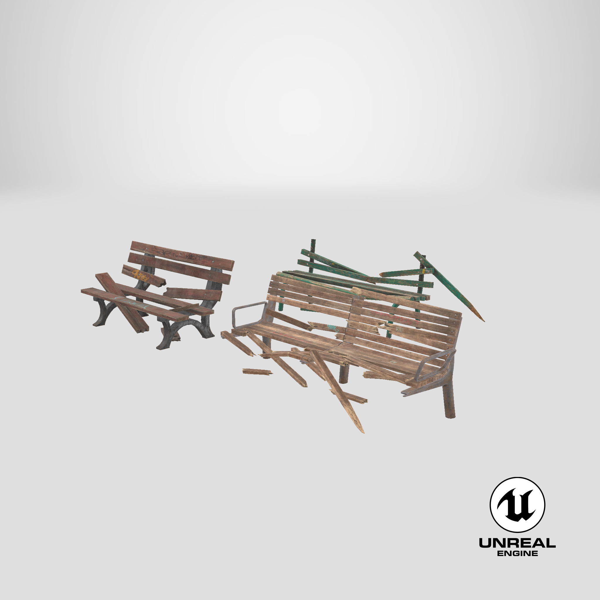 Bench Old Pack GameReady LODs 3D model - TurboSquid 1748736