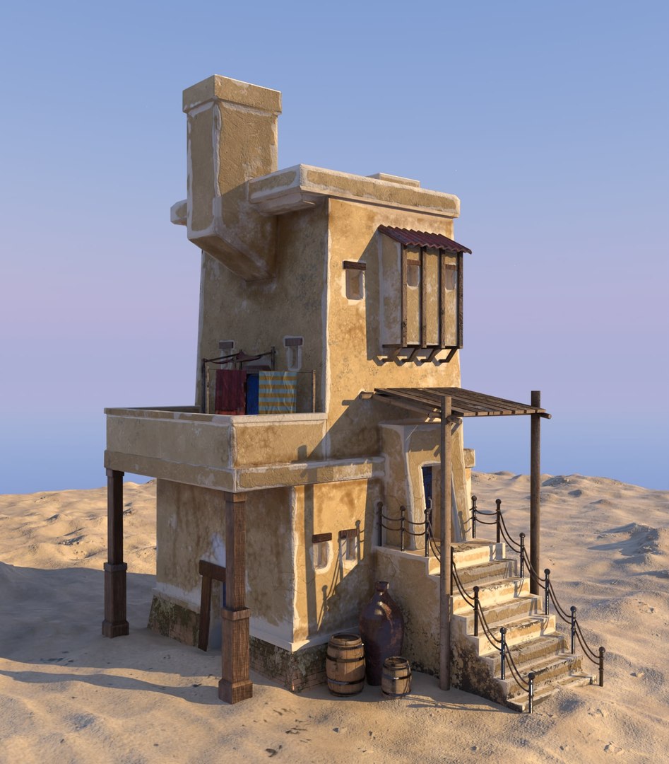 3D Model Desert House Low-poly - TurboSquid 2040475
