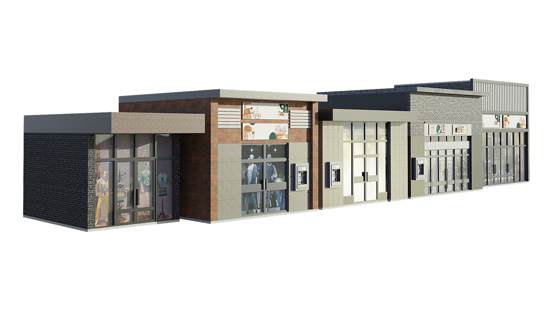 3D Commercial Storefront Shopfront Shop Retail City - TurboSquid 1837084